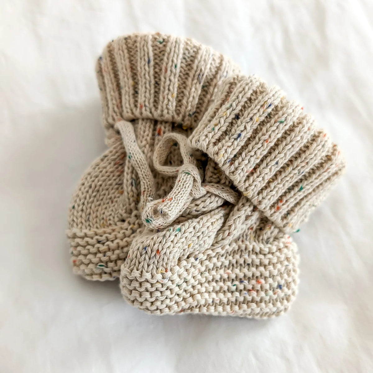 Little Wild Bears | Chunky Knit Speckled Booties | Biscuit | Newborn ...